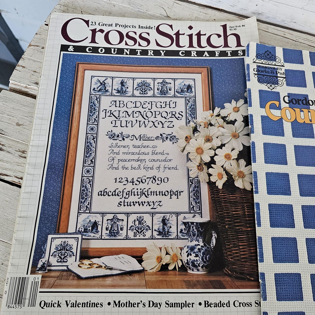7+ Pieces Assortment of Vintage Cross Stitch and Crochet Instruction ...