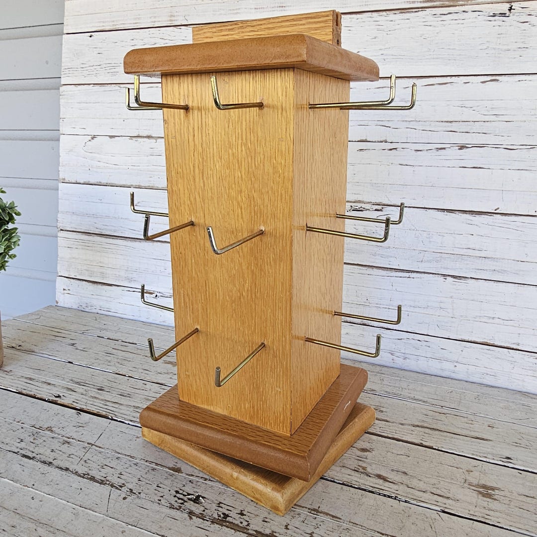 Tall Wooden Rotating Display With Metal Pegs - Coffee Mug - Wax Melt ...