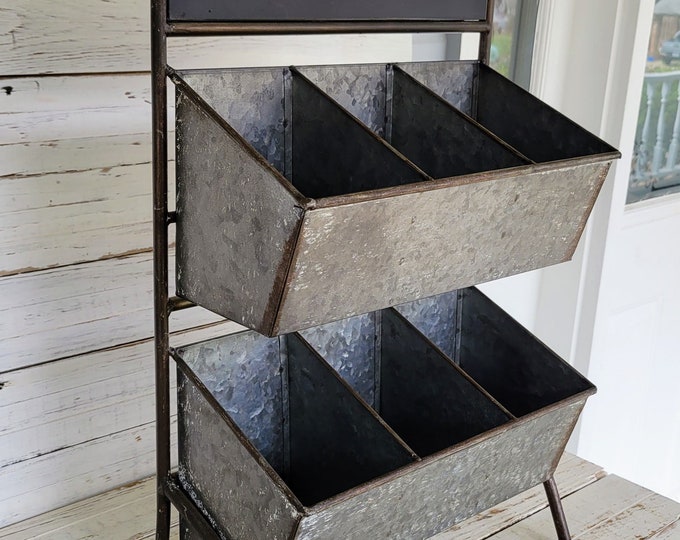 Galvanized Organizer - 6 Bin Display - Metal Bin Organizer and Display ...