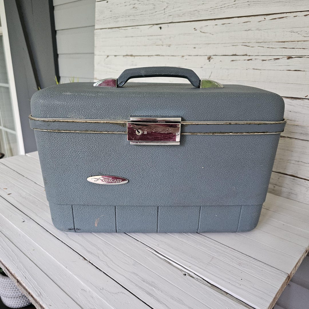 Vintage Light Blue Forecast Train Case: Hard Shell Luggage, Mirror ...