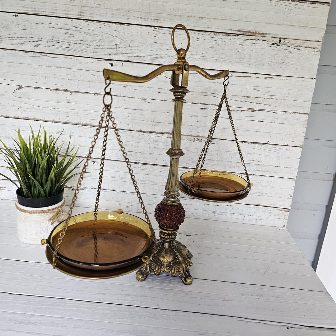 Metal and Glass Balancing Scale - Decorative Desktop Decor - Scales of ...
