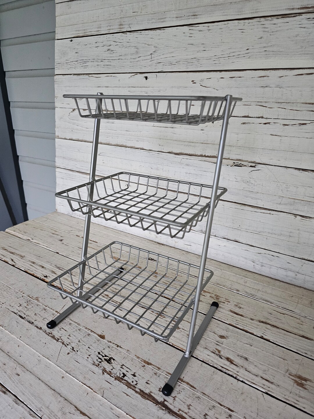 Gray 3 Shelf Metal Organizer Gray Metal Rack 3 Shelf Display Bathroom ...