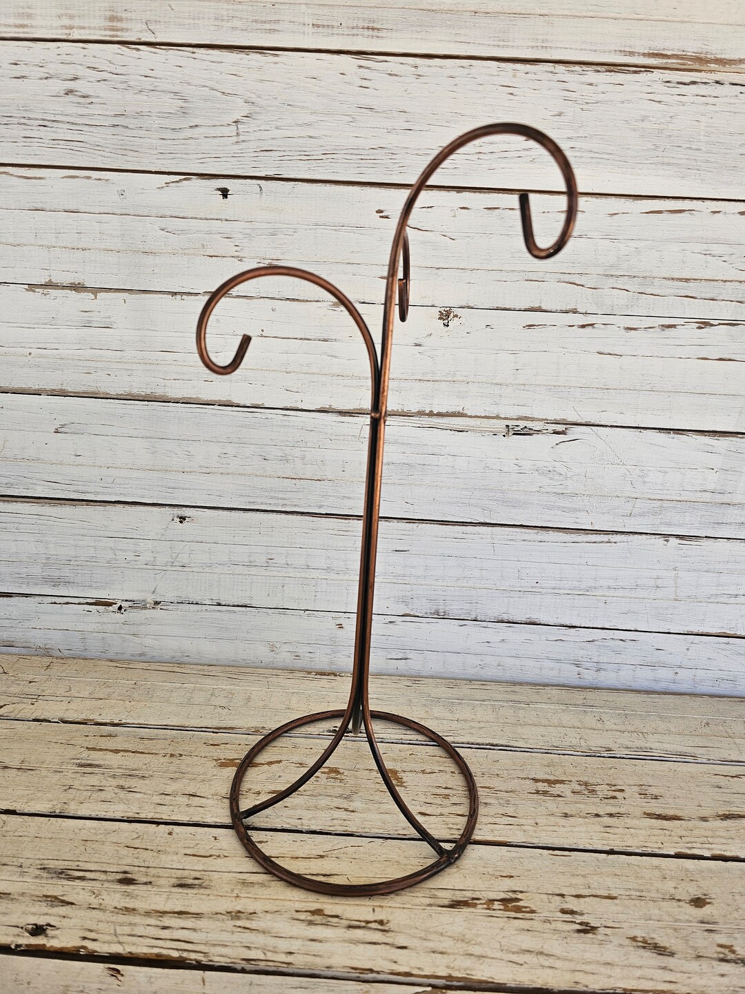 Vintage Brushed Rust Color Metal Jewelry Stand: 3-tier Arched Display ...