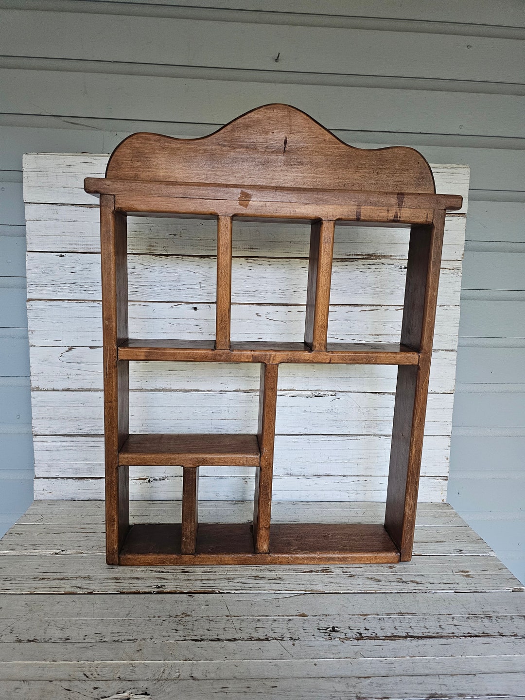 Vintage Large Wooden Knick-knack Shelf Multiple Cubbies to Display ...
