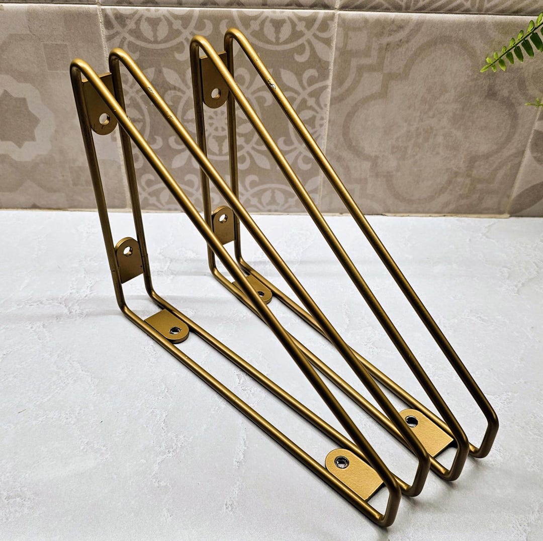 2 Sets of Liberty Wire Frame Brackets - Brushed Brass - Shelf Brackets ...