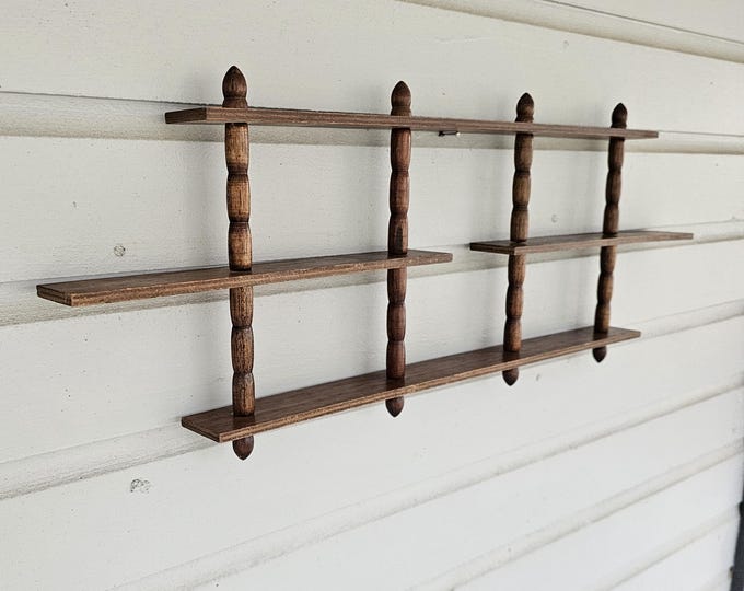 Vintage Wall Shelf - Wooden Spindle Shelf With 4 Shelves - Open Shelf ...