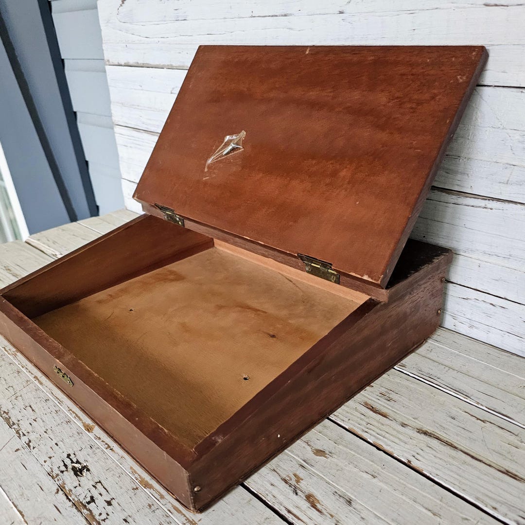 Vintage Wooden Writing Box Vintage Writing Desk Wooden Storage Lap Desk ...