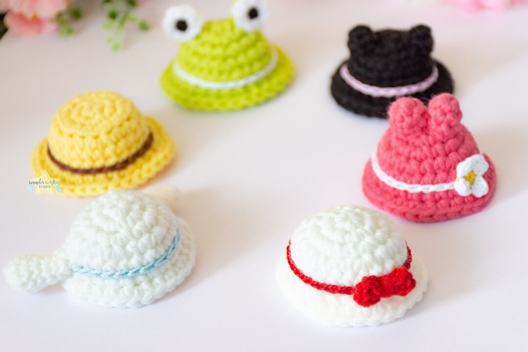 Cute Mini Crochet Hats for Small Toys and Plushies, Small Bucket Hats ...