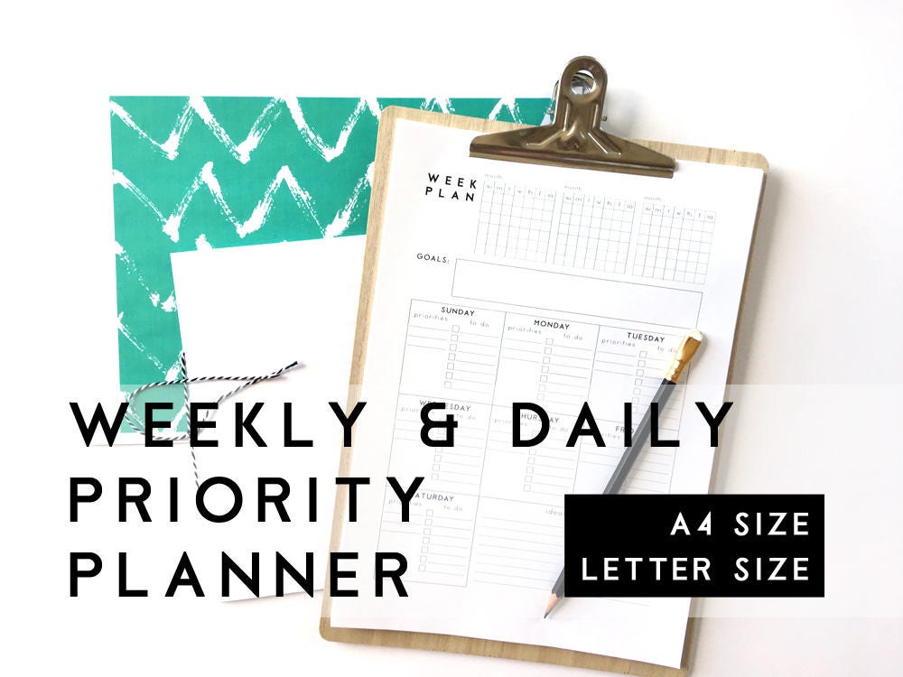 Weekly Planner & Daily Planner Printable Priority Planner - Etsy
