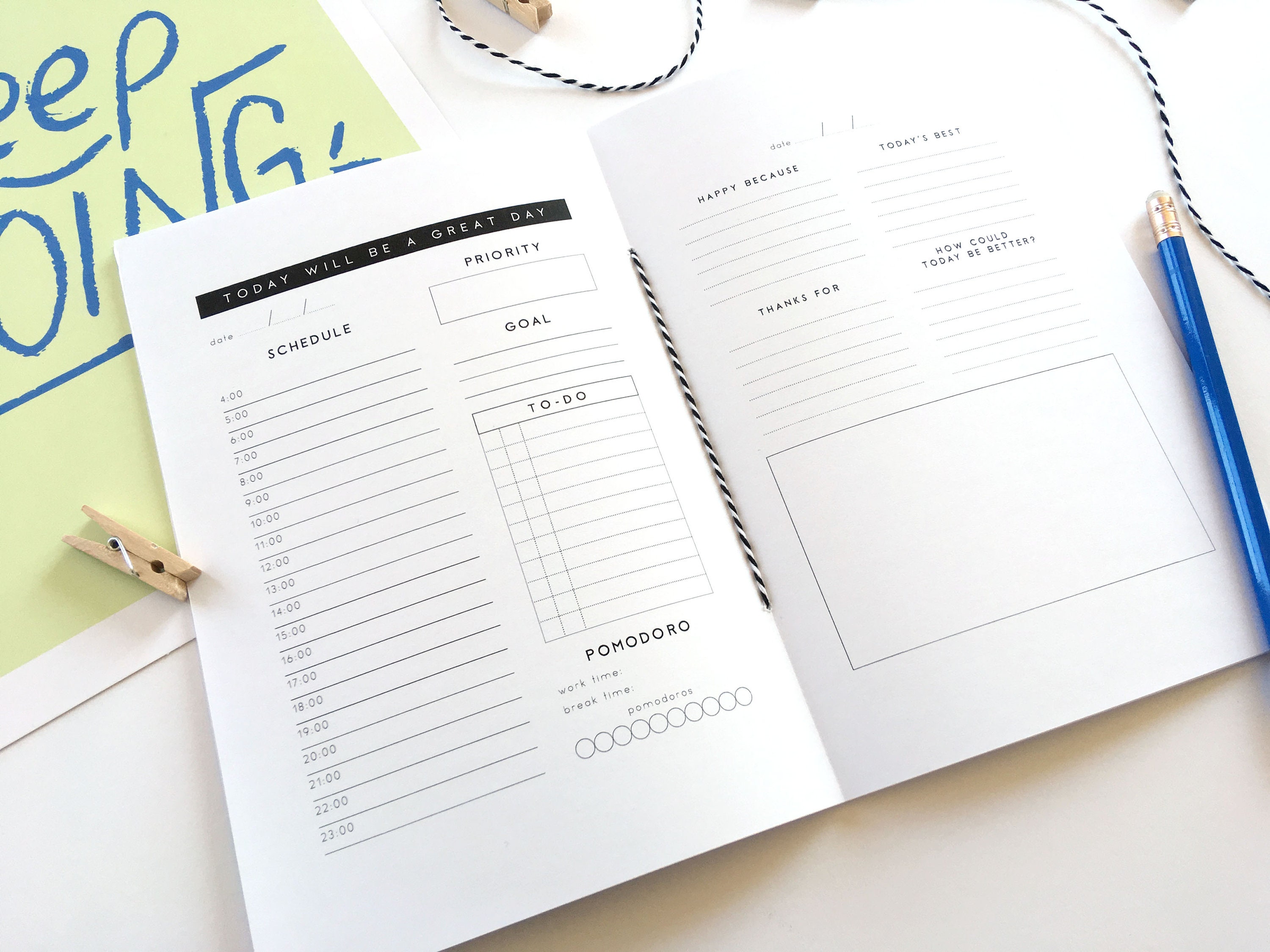 Journal Daily Planner, Bullet Journal Digital Download Planner Inserts ...