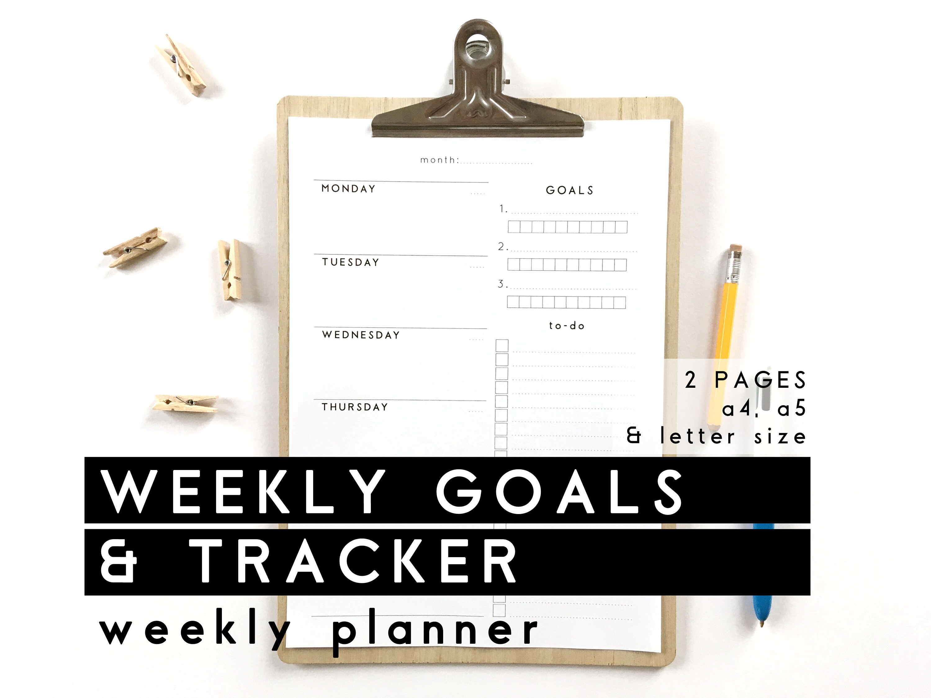 Goal Setting Planner Printable, Weekly Organizer With Goal Tracker ...