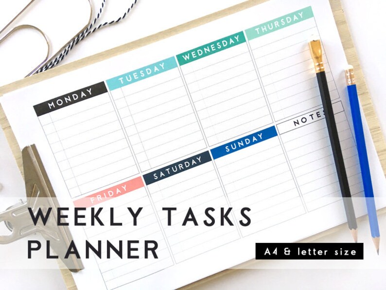 Notebook Style Weekly Planner Digital Download Printable Week - Etsy Canada