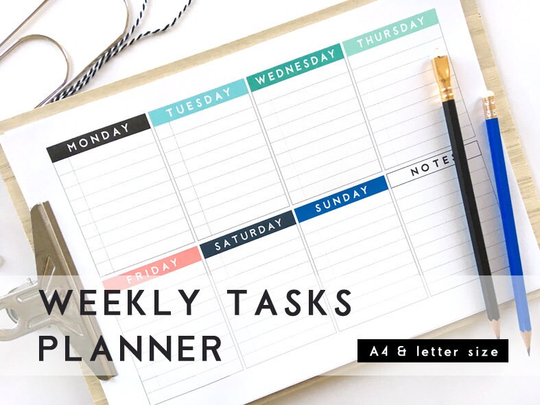Notebook Style Weekly Planner Digital Download Printable Week - Etsy Canada