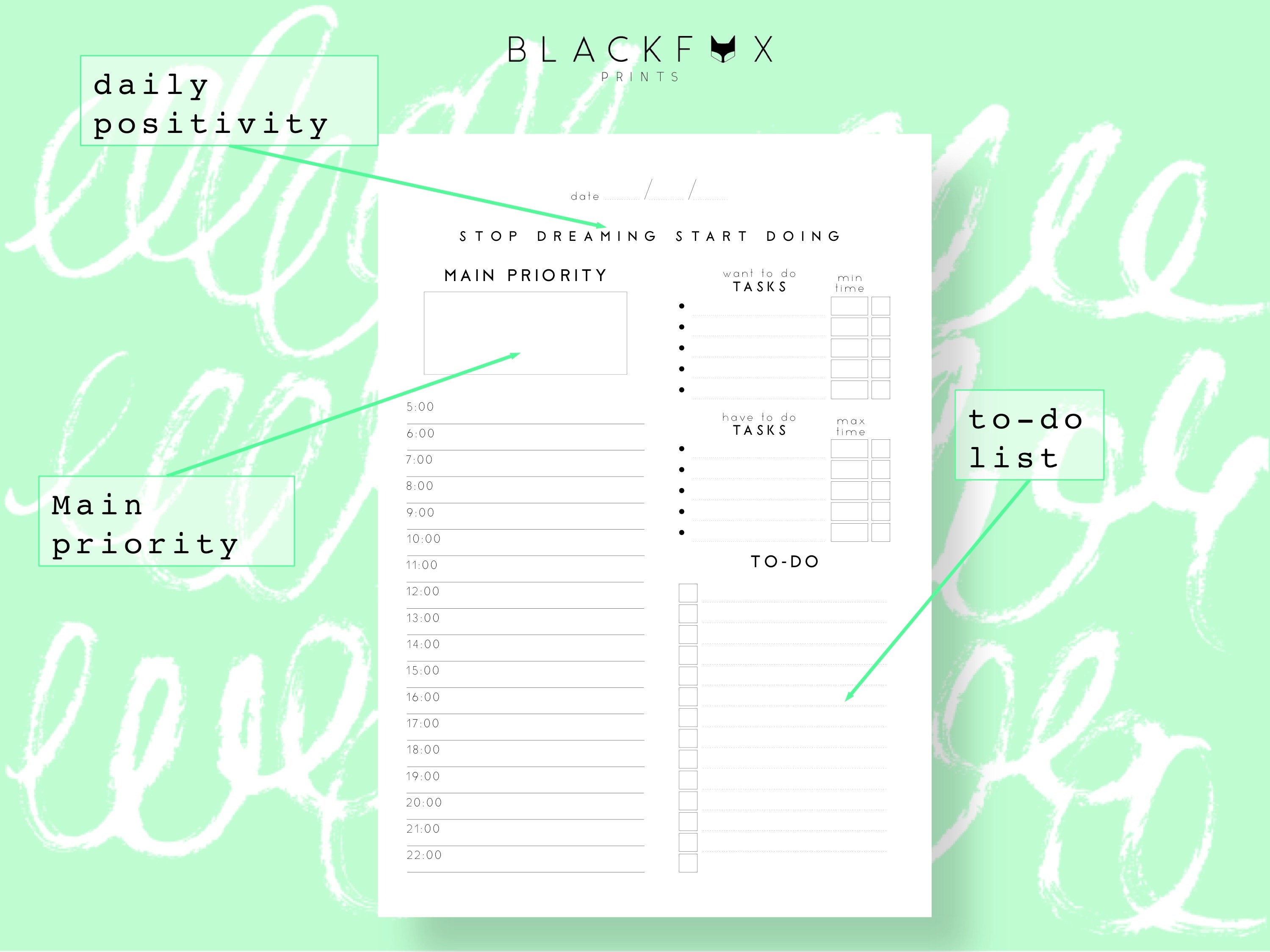 Daily Planner Priorities Simple Day Planner Pages Printable | Etsy