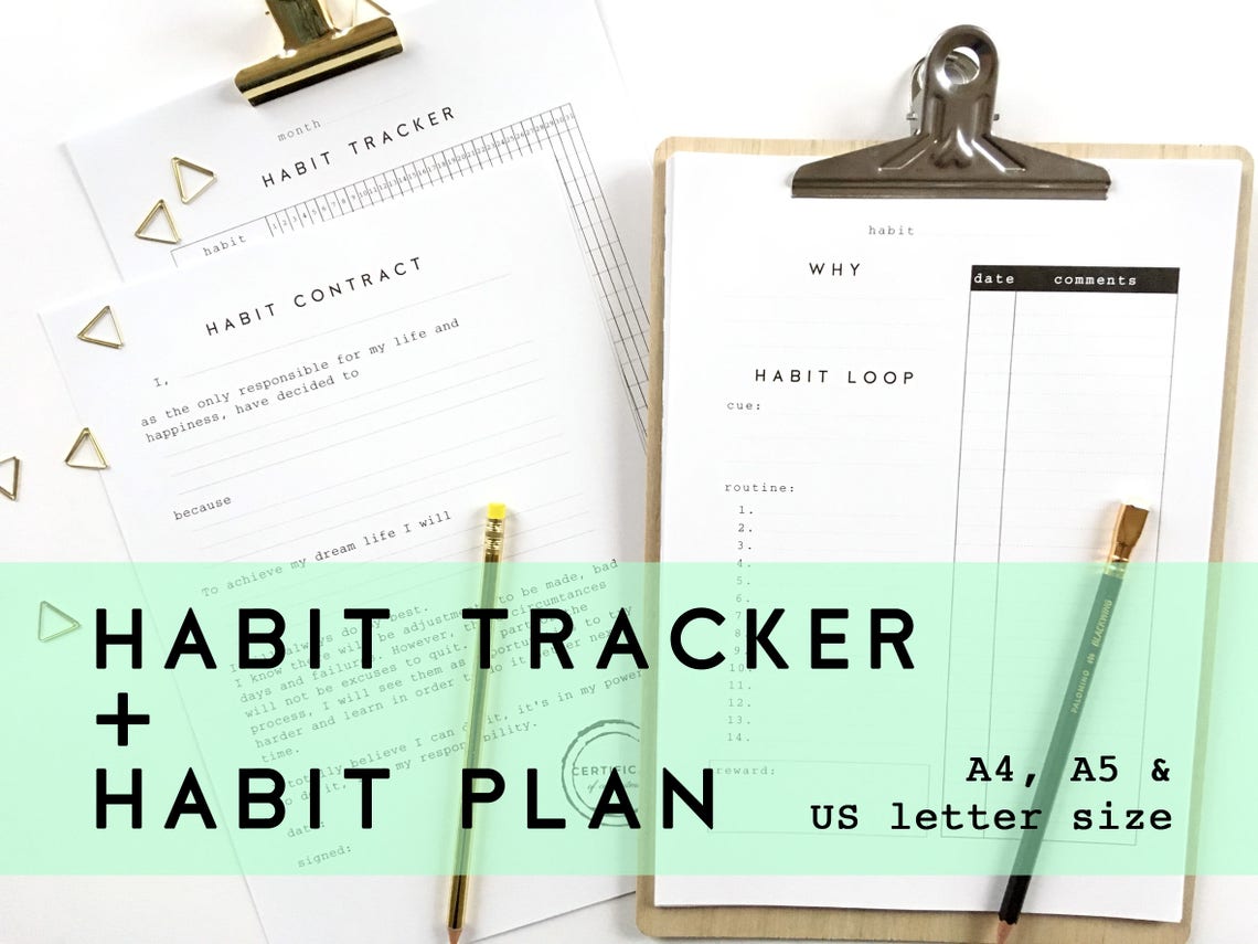 Habit Tracker and Habit Plan. Printable Habit Planner. Start - Etsy