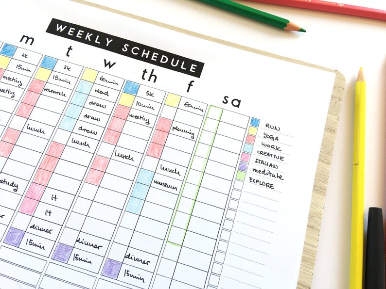 Weekly Mom Geometric Planner. Printable Weekly Timetable Planner. Meal ...