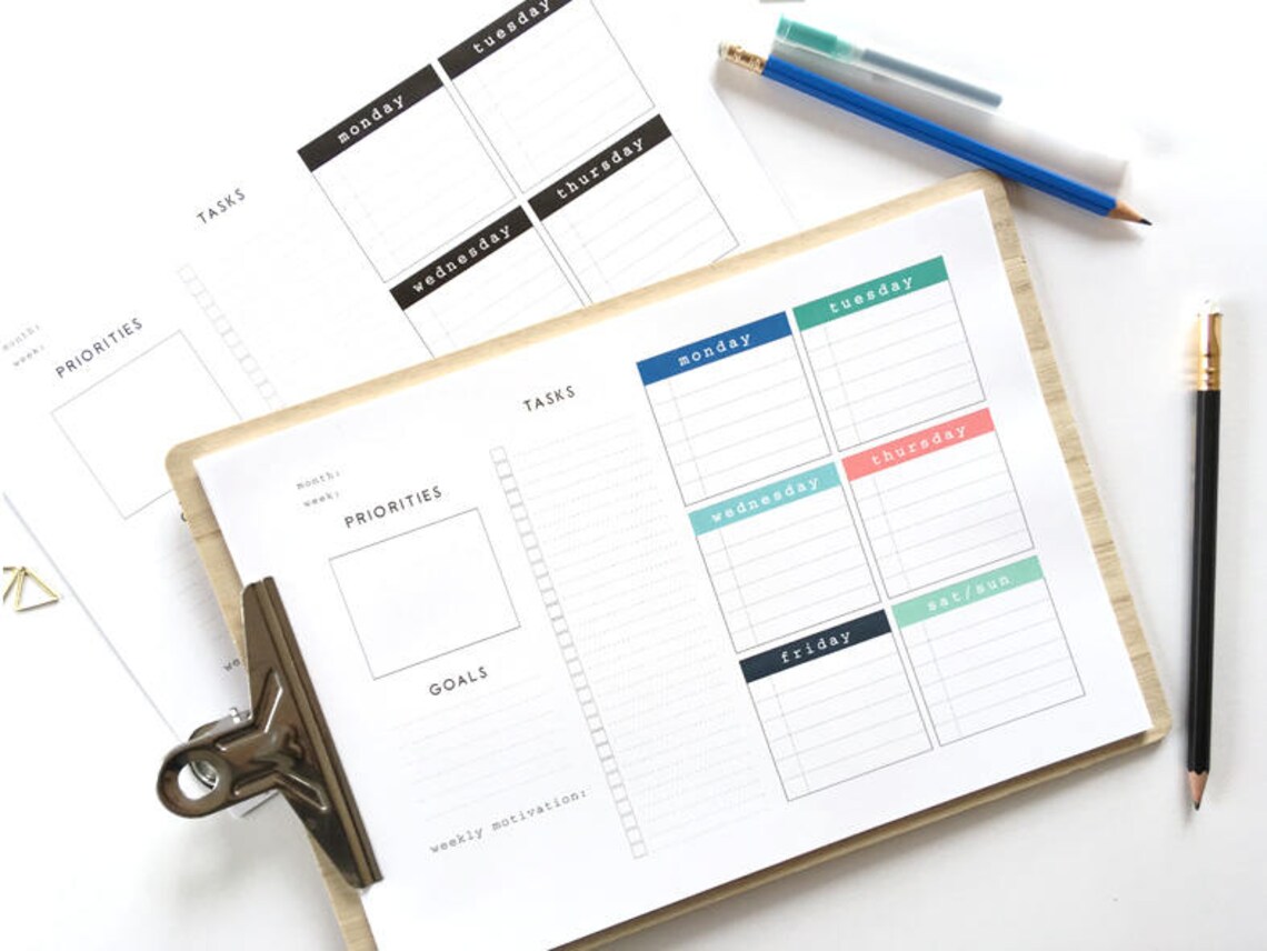 BUNDLE WEEKLY PLANNER Printable. 10 Weekly Organizer Planner Pages ...