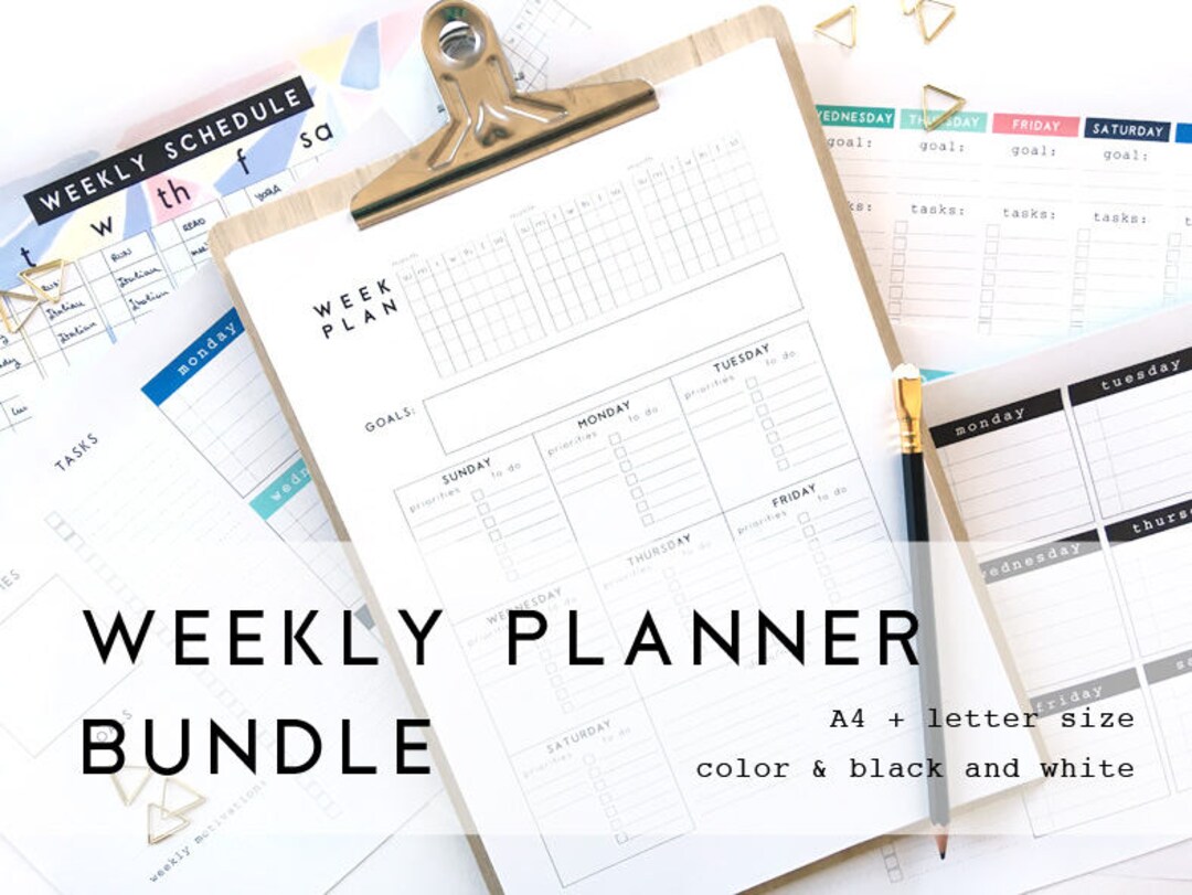 BUNDLE WEEKLY PLANNER Printable. 10 Weekly Organizer Planner Pages ...