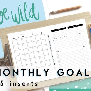 Agenda Planner Printable MONTHLY GOALS, A5 Filofax Goal Planner Inserts ...