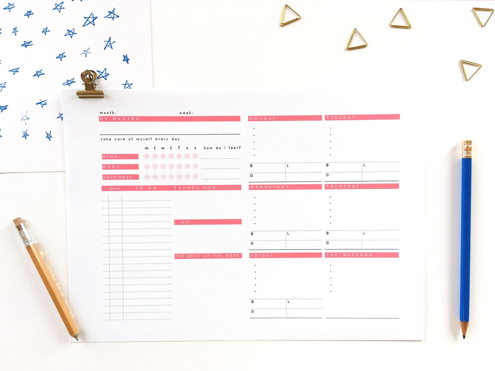 Weekly Planner, Self Care Printable Planner, A5 Planner Inserts, Girl ...