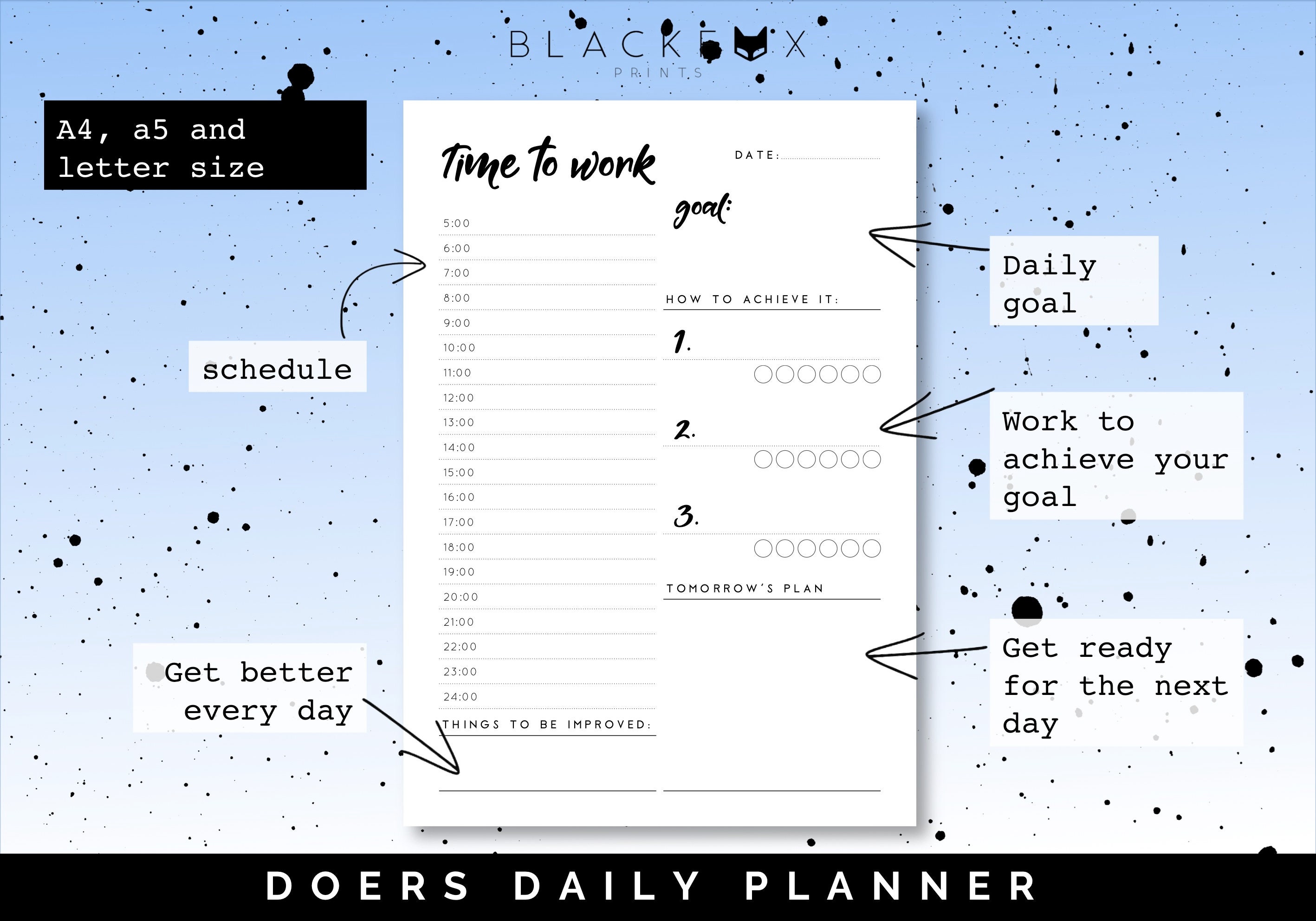 Daily Printable Planner, Goal Setting Daily Planner Insert, Day on a ...
