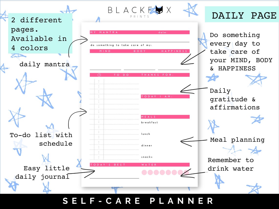 Planner Daily Monthly Planner Self Care Planner Diary - Etsy