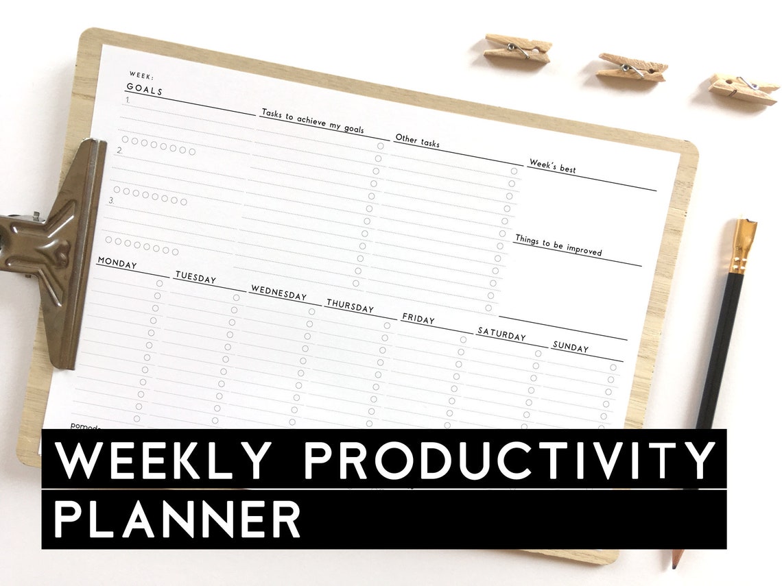 Productivity Weekly Planner Printable Pomodoro Business - Etsy