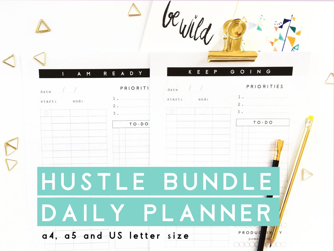 Hustle Bundle Daily Planner Printable Digital Download, Personalized ...