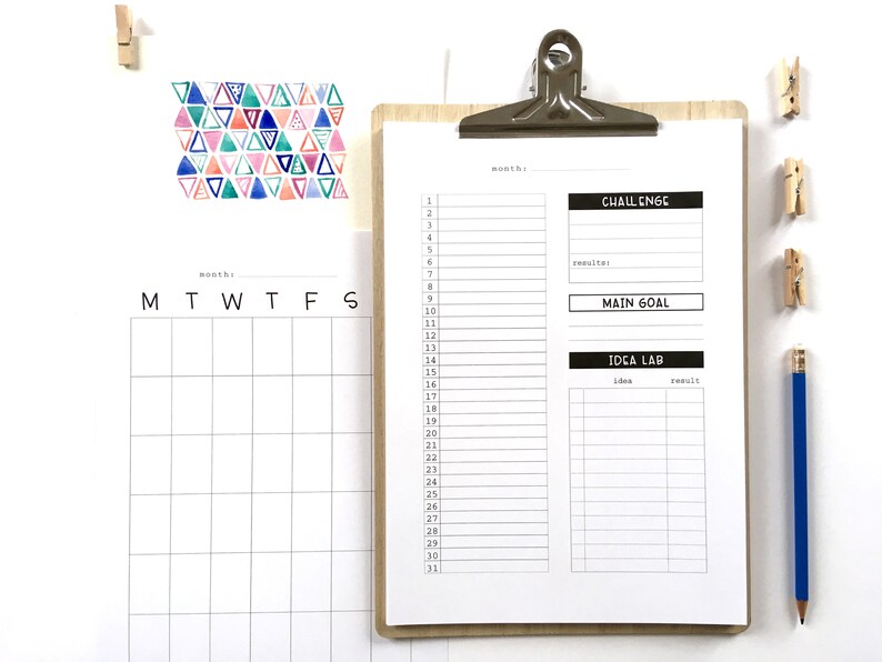 Printable Planner CREATIVE MONTHLY PLANNER Digital Download, A5 Planner ...