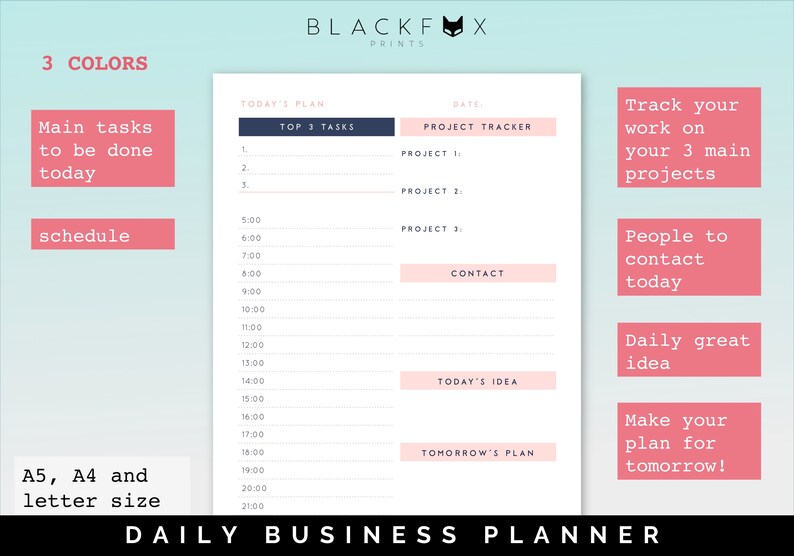 Boss Lady Planner Kit, Daily Weekly Planner Printable, Hourly Business ...