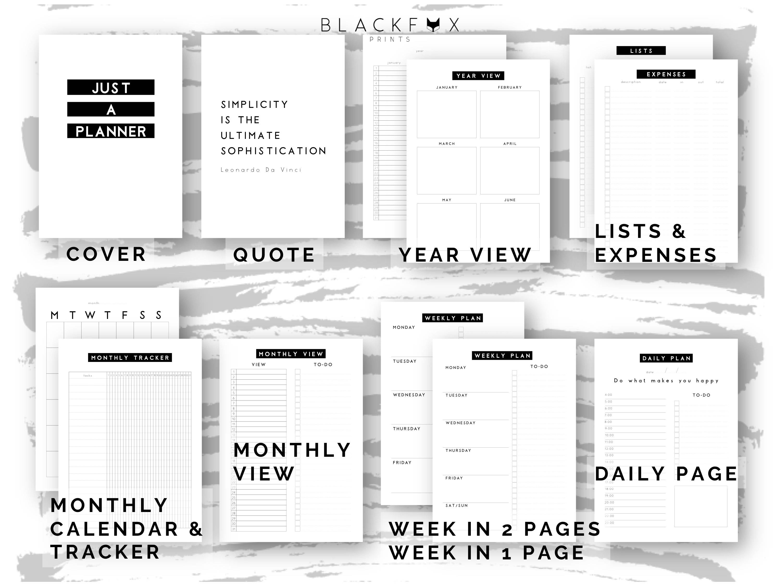 Simple Printable Planner Bundle, Minimalist 2019 Planner, Daily Planner ...