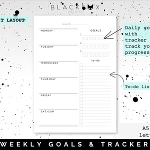 Goal Setting Planner Printable, Weekly Organizer With Goal Tracker ...