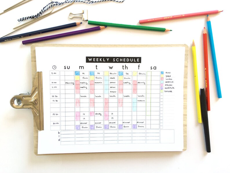 Weekly Mom Geometric Planner. Printable Weekly Timetable Planner. Meal ...