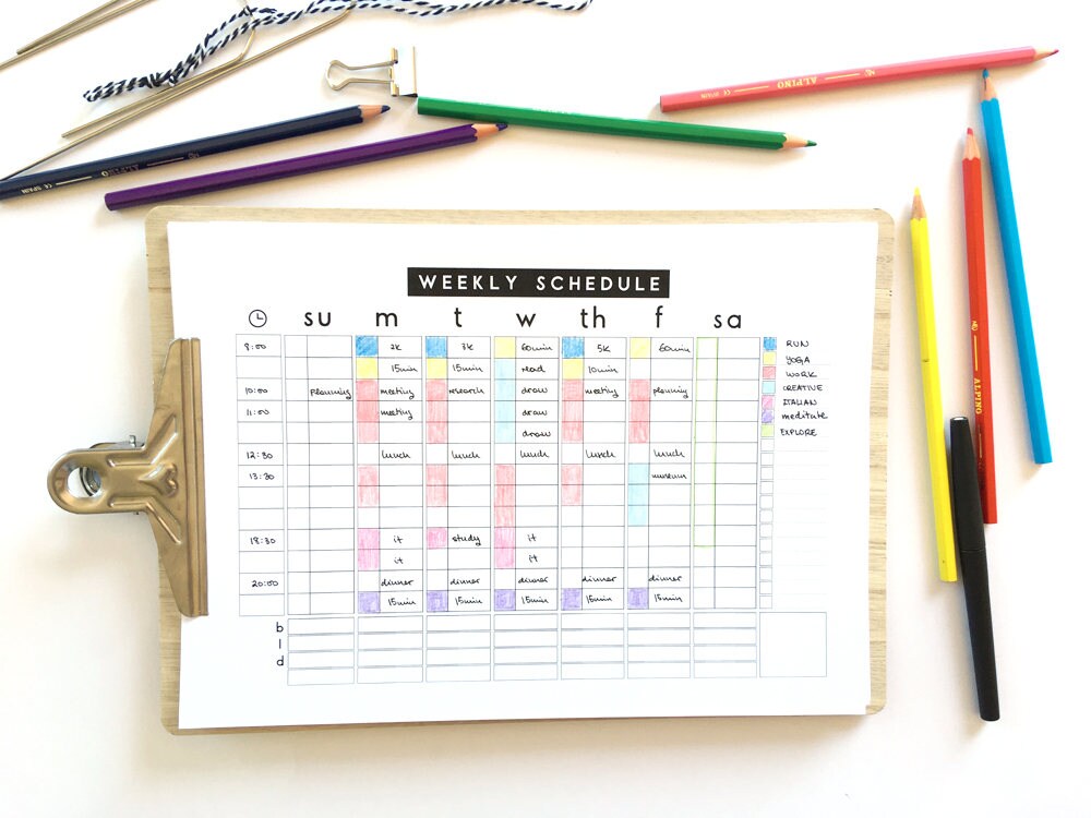 Weekly Mom Geometric Planner. Printable Weekly Timetable Planner. Meal ...