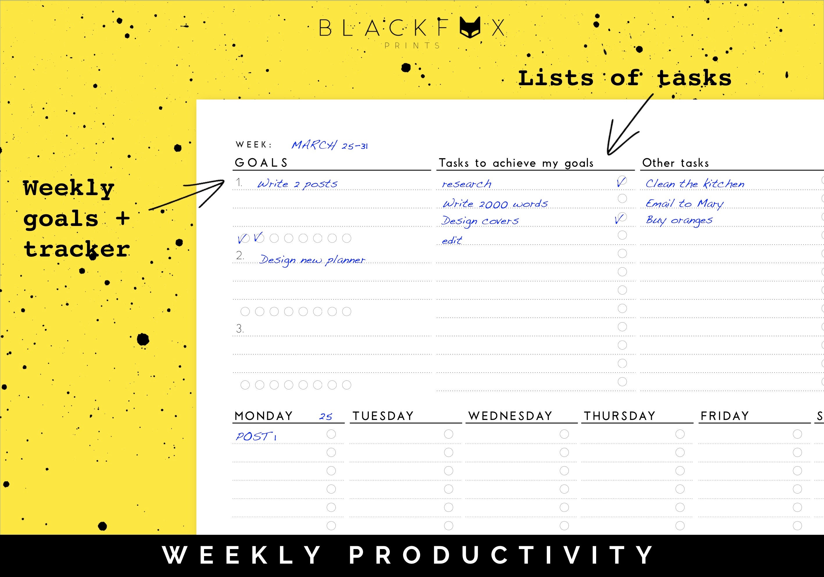 Productivity Weekly Planner Printable Pomodoro Business - Etsy Ireland