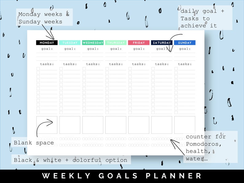 Goal Setting Planner Printable, Goal Digger Daily Planner & Weekly ...