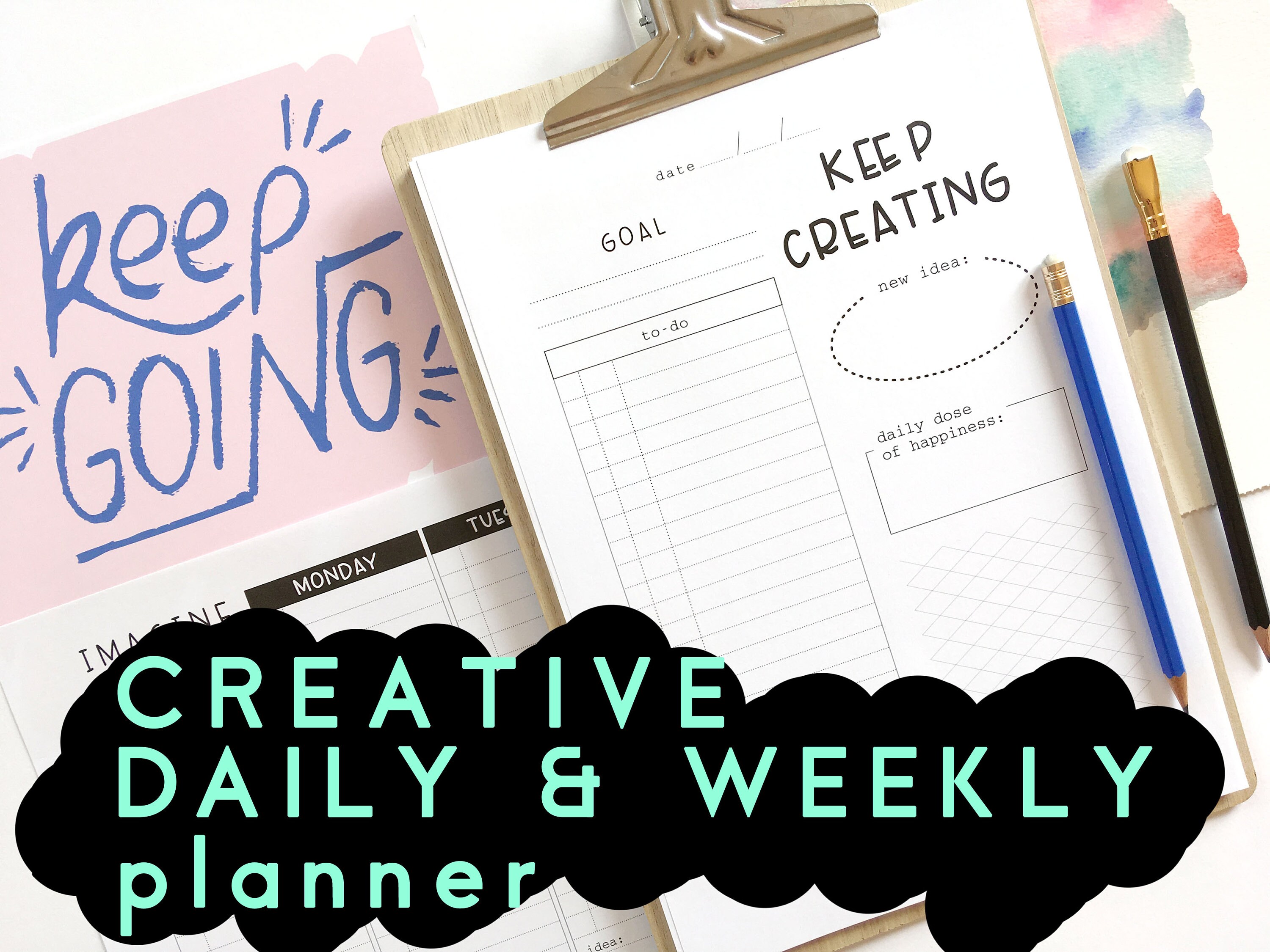Creative Daily Weekly Planner Set, Digital Download Printable Planner ...