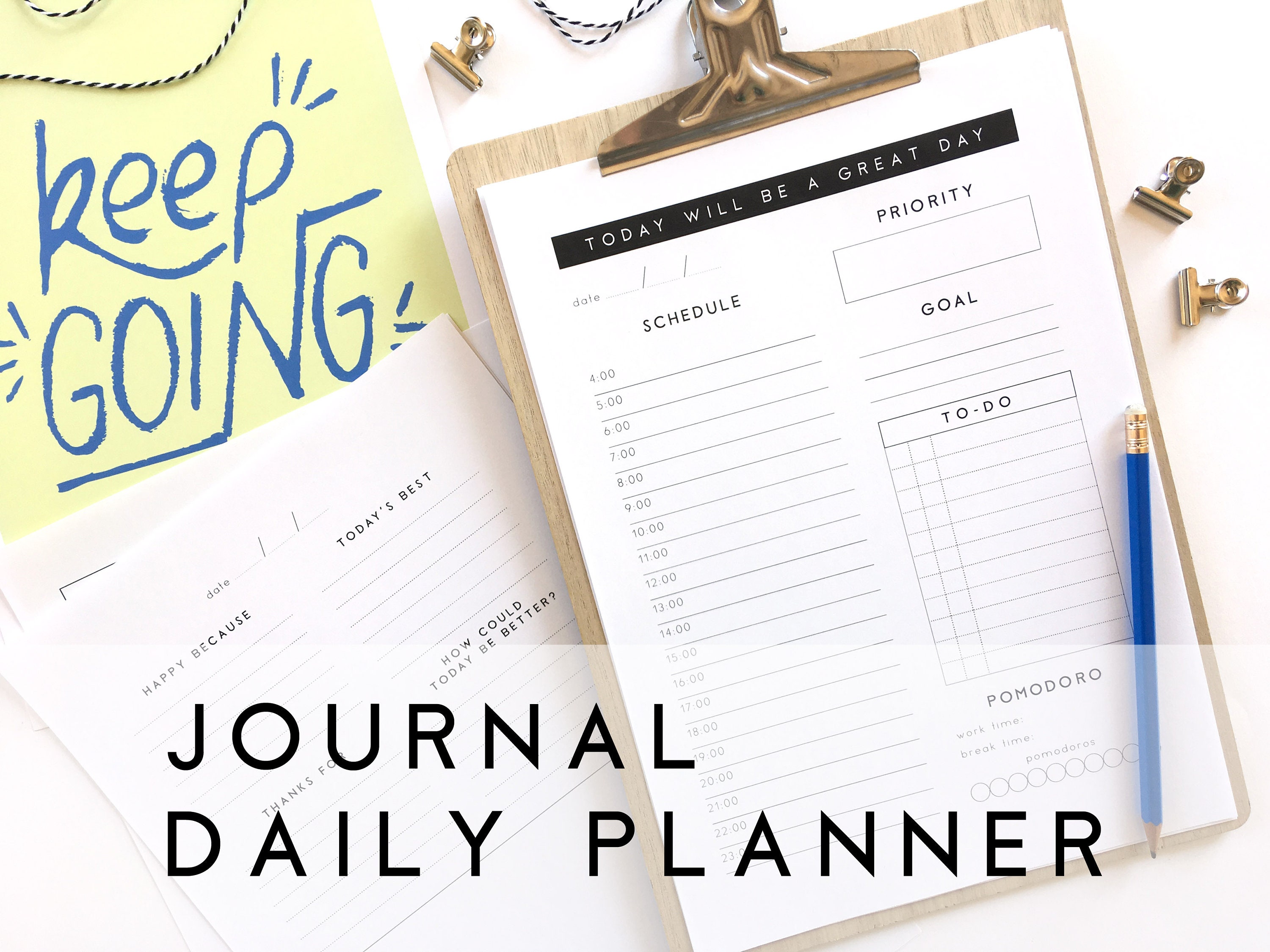 Journal Daily Planner, Bullet Journal Digital Download Planner Inserts ...