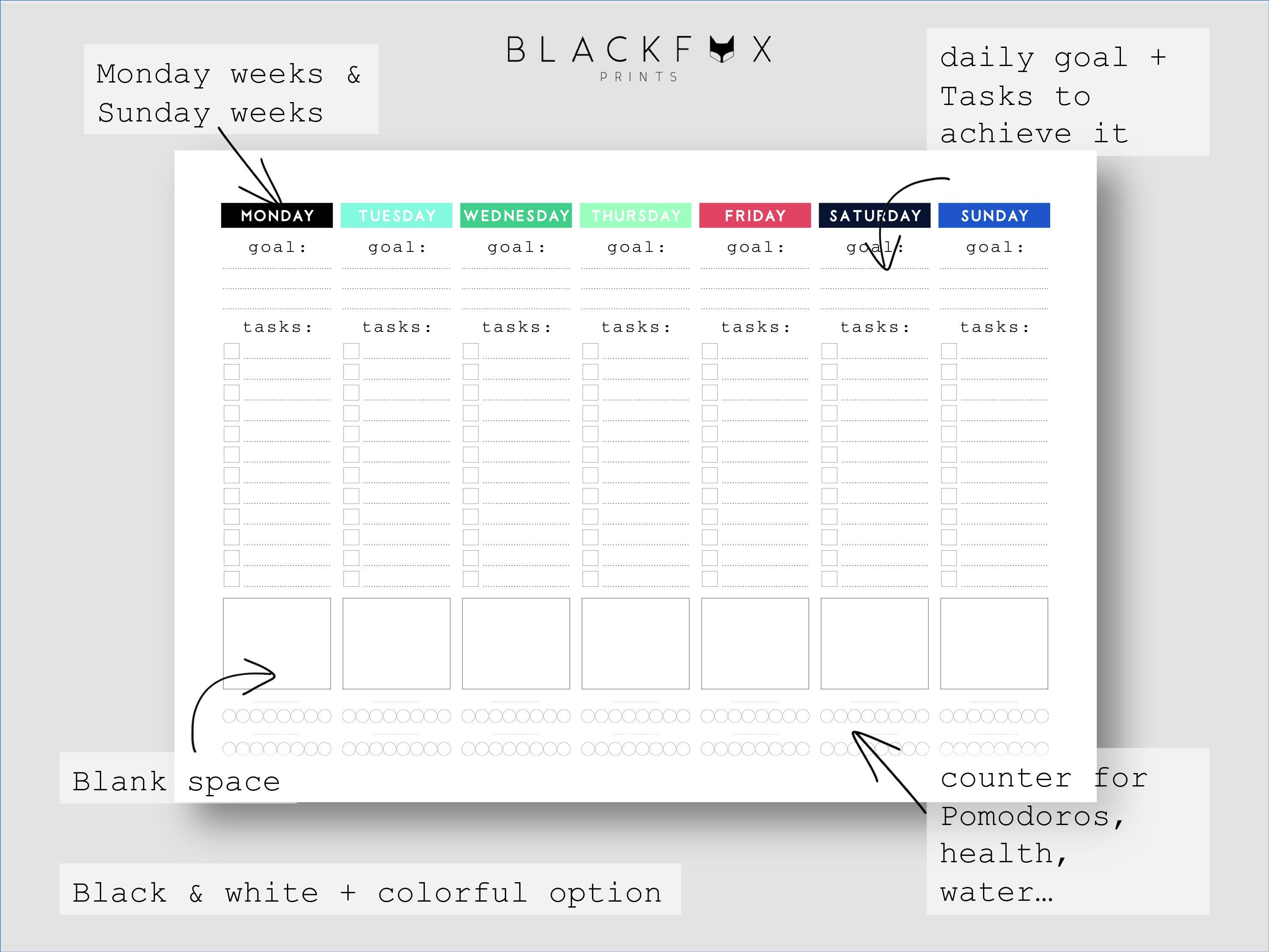 Weekly Goals Printable Planner, Digital Stationery Planner, Goals ...