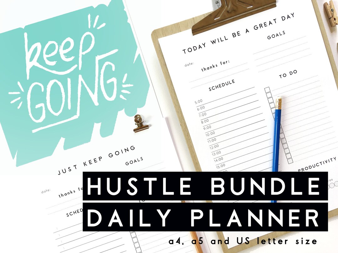 Daily Printable Planner Hustle Kit Digital Download, Personalized Girl ...
