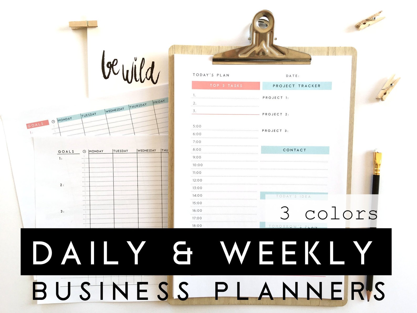 Boss Lady Planner Kit, Daily Weekly Planner Printable, Hourly Business ...