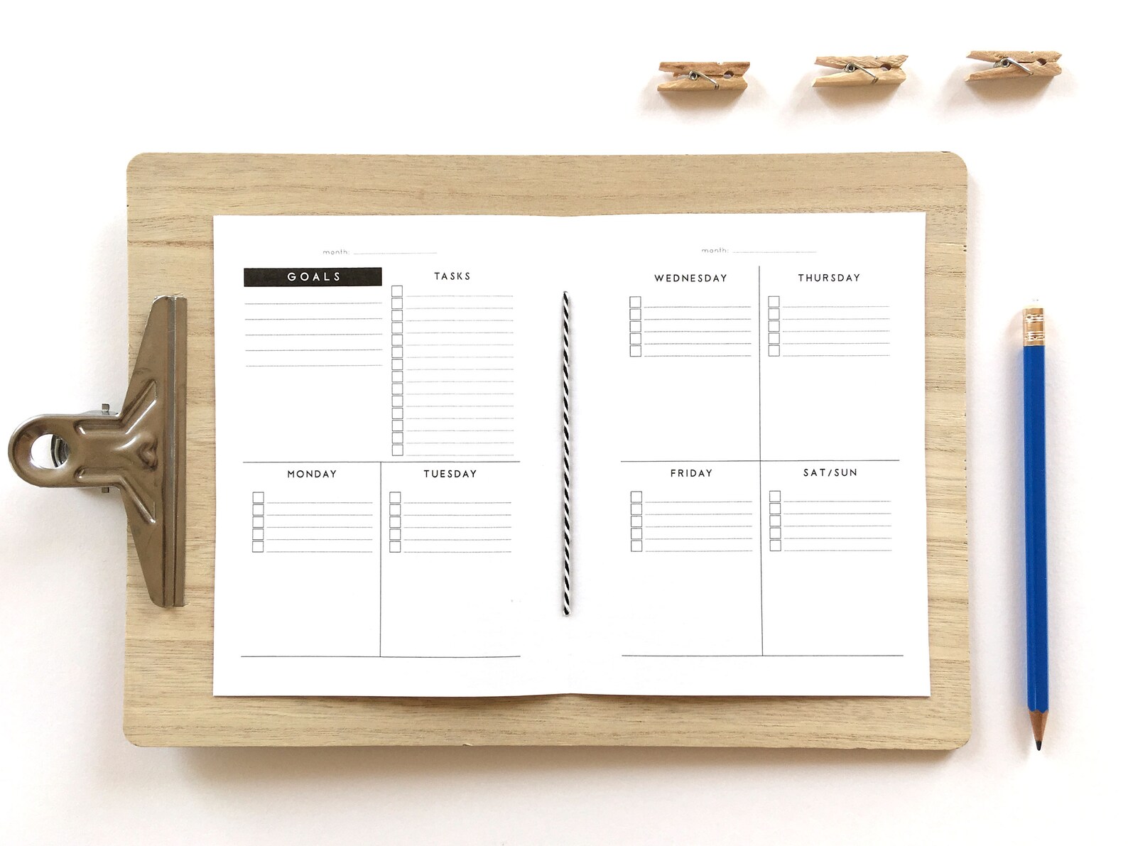 A5 Planner Inserts Goals Weekly Printable Planner, Personalized Week ...