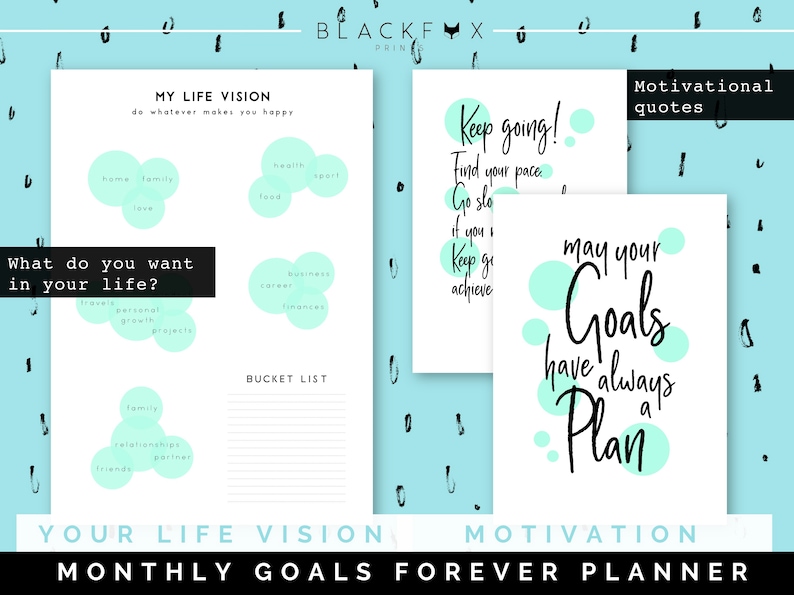 Goal Planner Monthly Planner Printable, Goal Setting Productivity ...