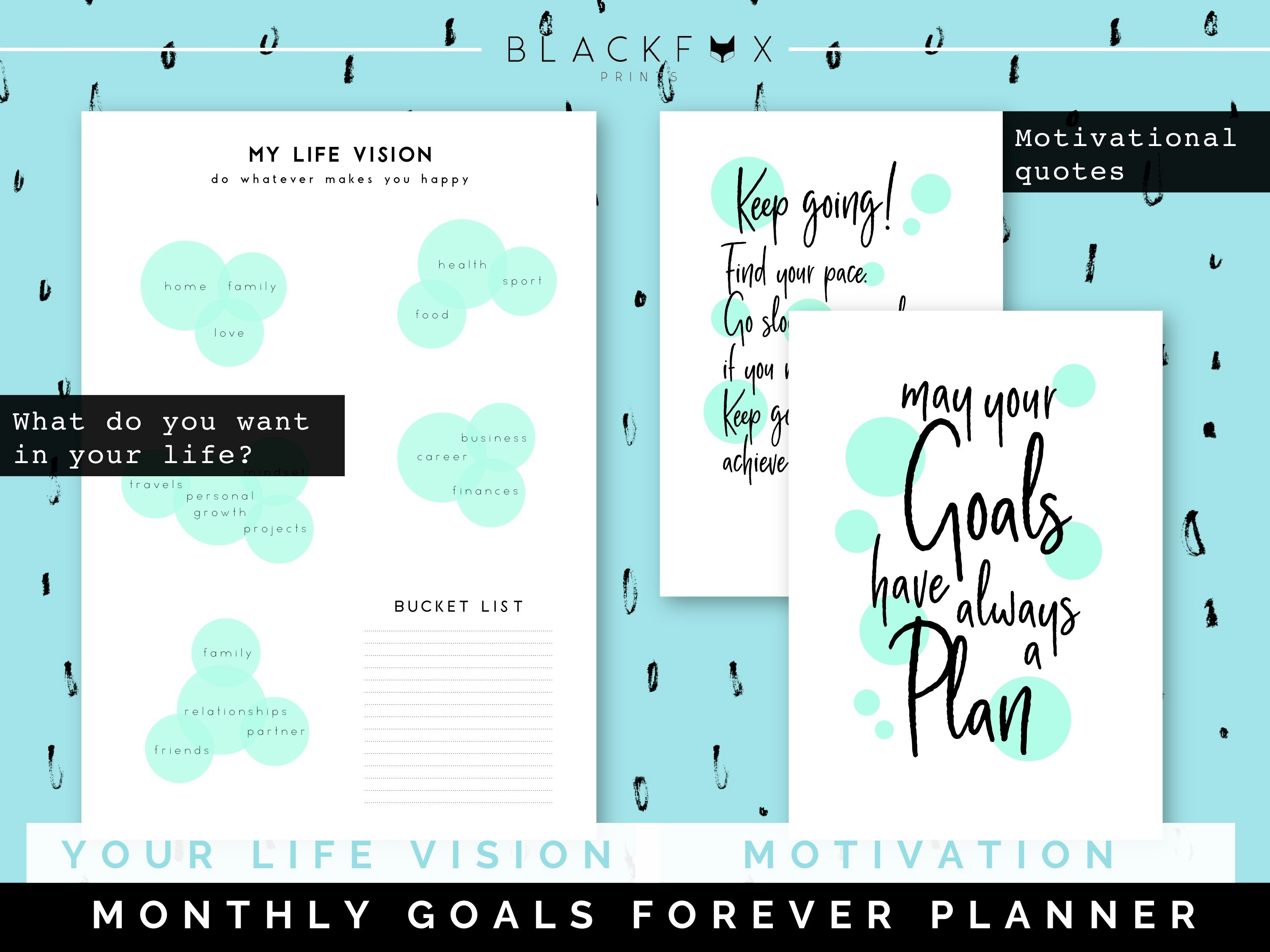 Goal Planner Monthly Planner Printable, Goal Setting Productivity ...