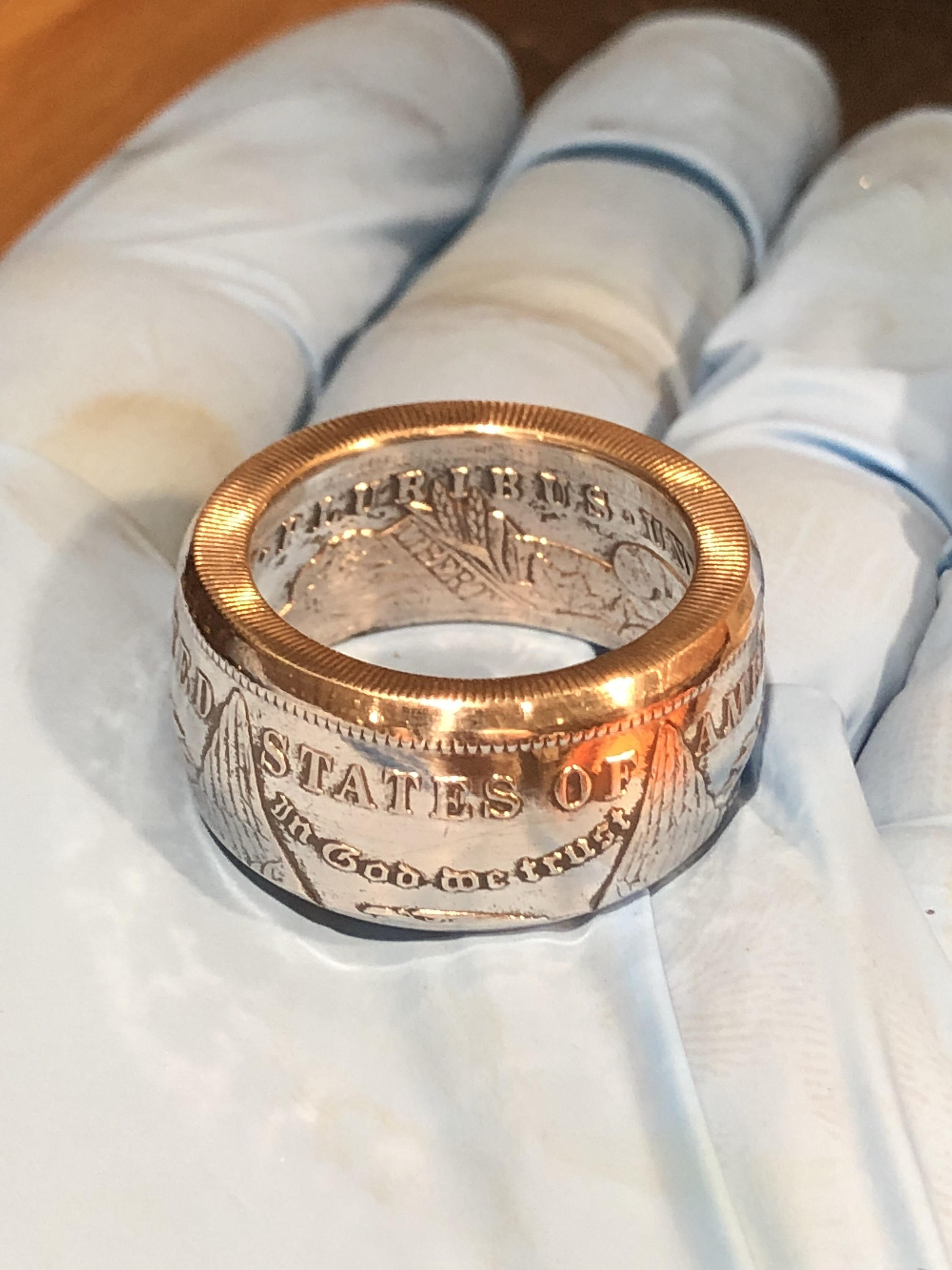 Handmade morgan silver dollar coin ring 90% silver Mens ring | Etsy