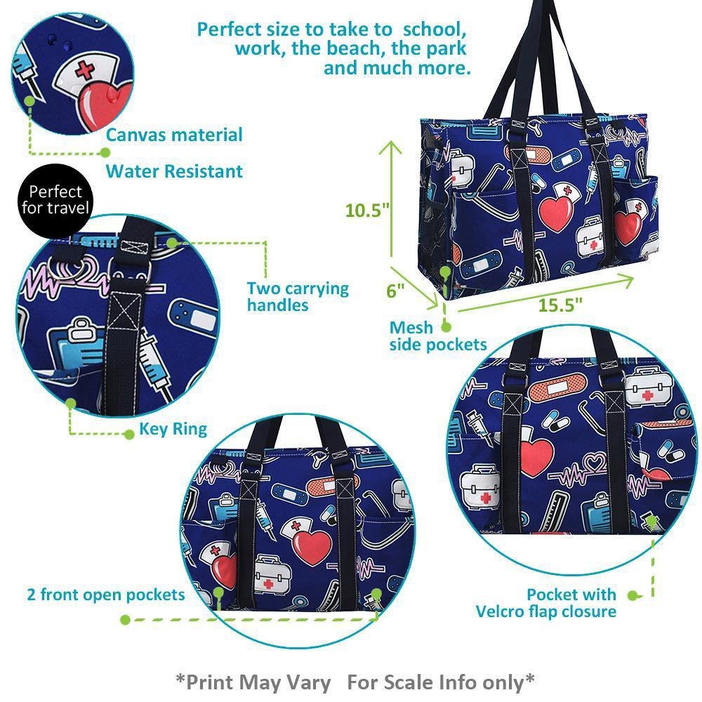 Organizer Utility Nurse Tote , Nurse Bag, Carryall Tote, Teacher Bag ...