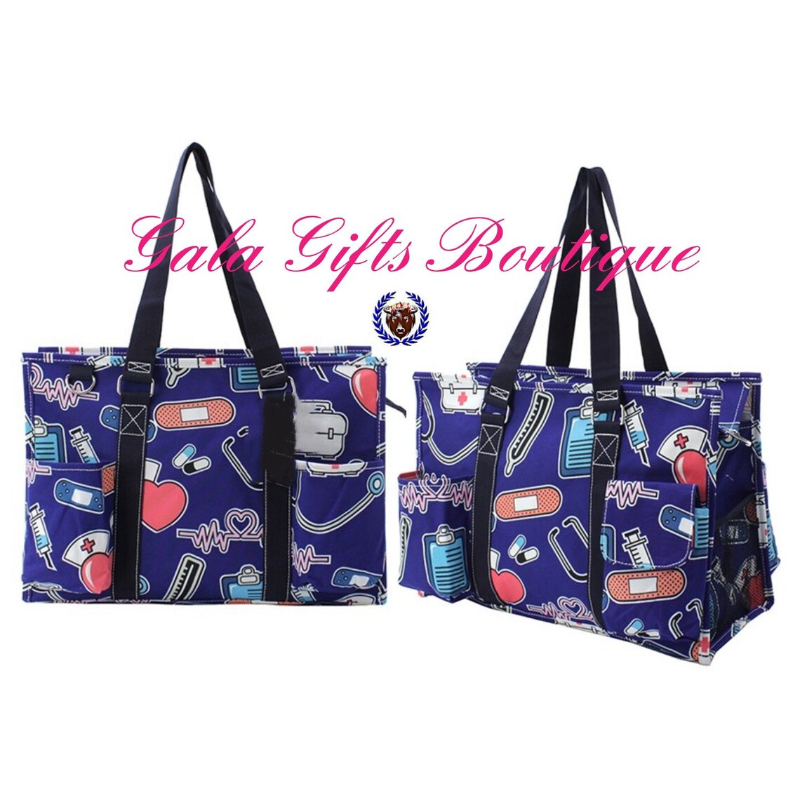 Organizer Utility Nurse Tote , Nurse Bag, Carryall Tote, Teacher Bag ...