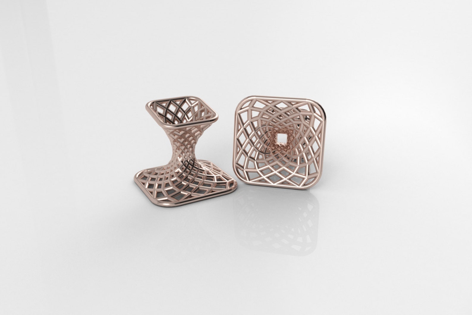 Modern 3D Printed Rose Gold Square Cufflinks /// Architecturally ...