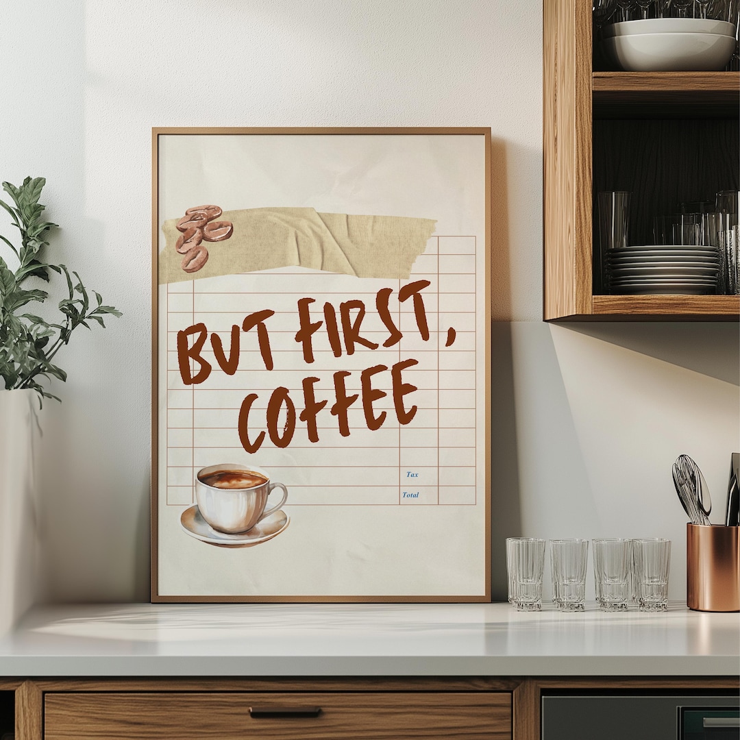 Minimalist Coffee Poster: but First Coffee - Cafe Wall Art (8" X 10 ...
