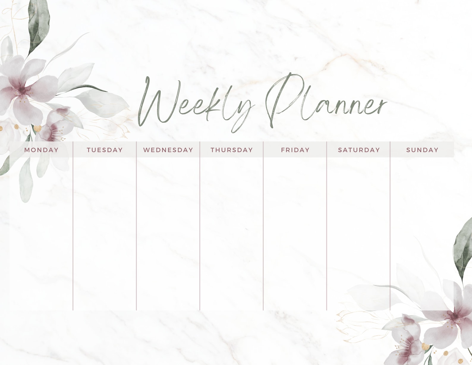 Weekly Planner Printable, Weekly Planner, Weekly Printable, Pdf ...